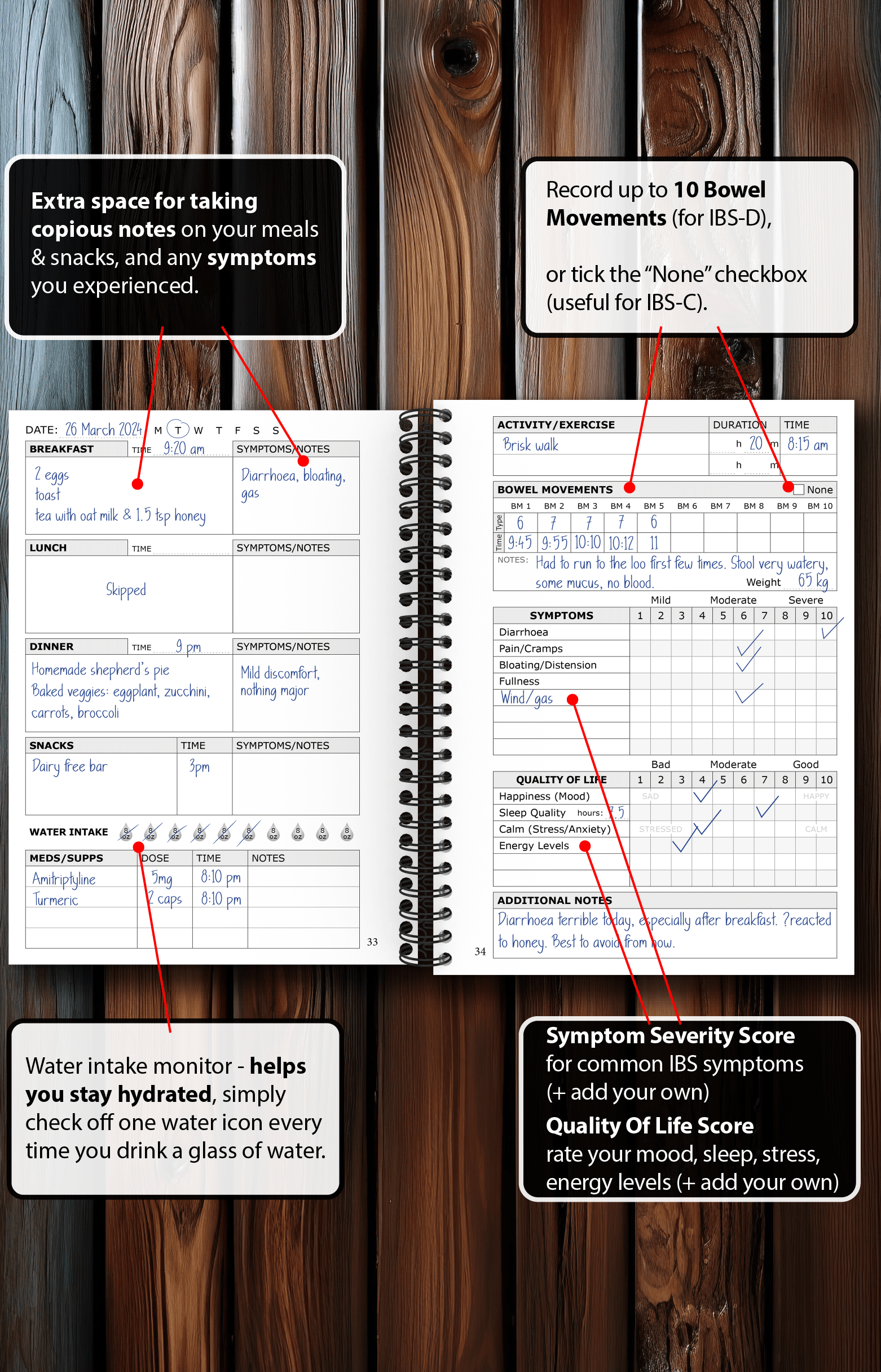 Food Diary For IBS - Track How Your Diet Affects Your Symptoms, for ...